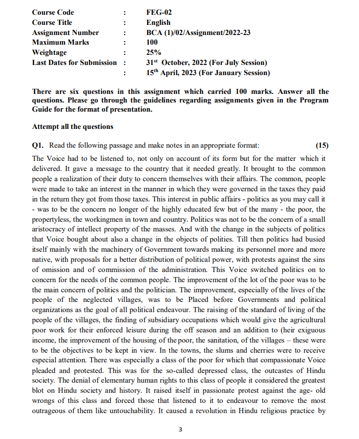 FEG 02 Foundation Course In English 2 Solved Assignment 2022 23